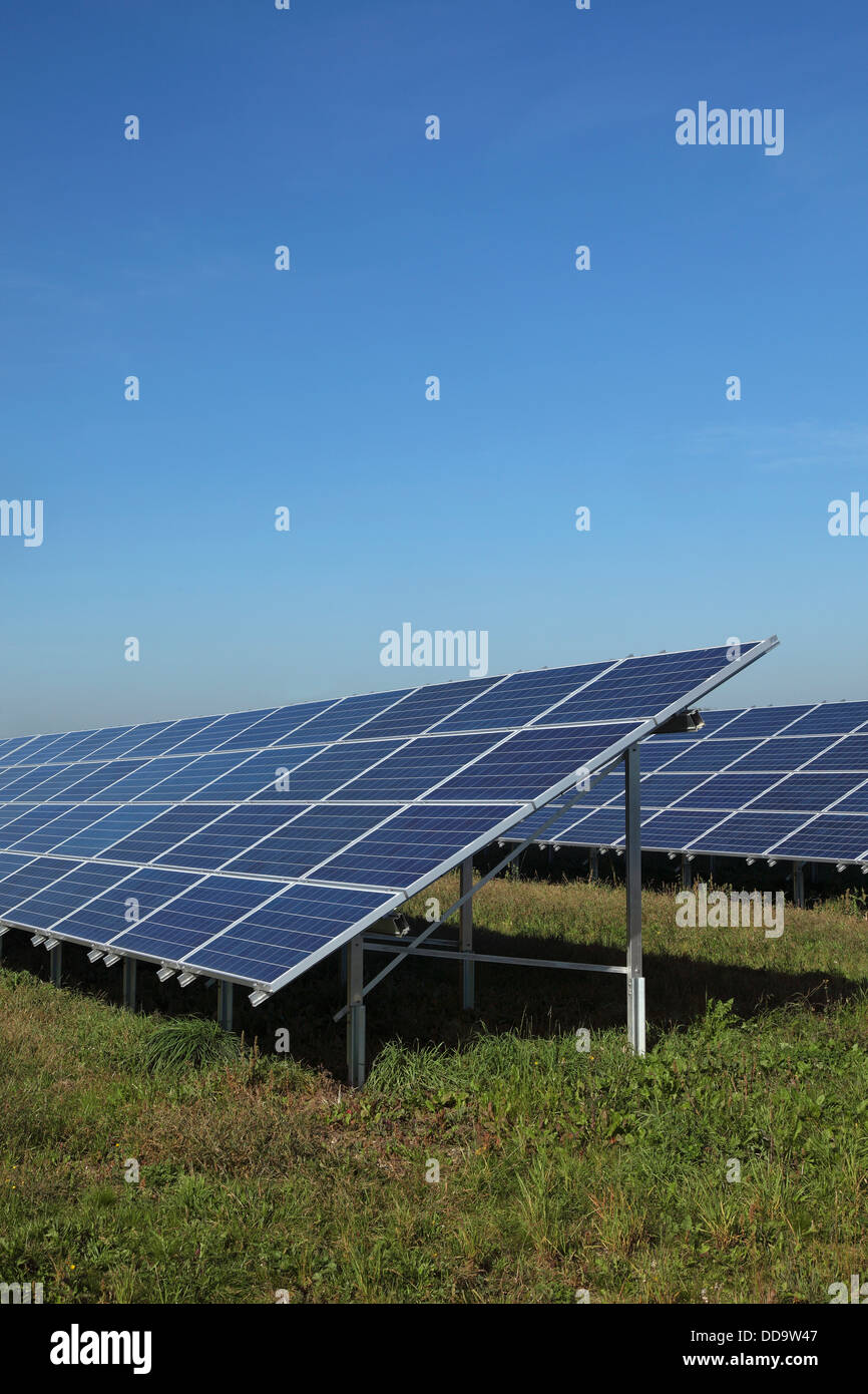 Germany, Bavaria, Solar panels on grass against sky Stock Photo - Alamy