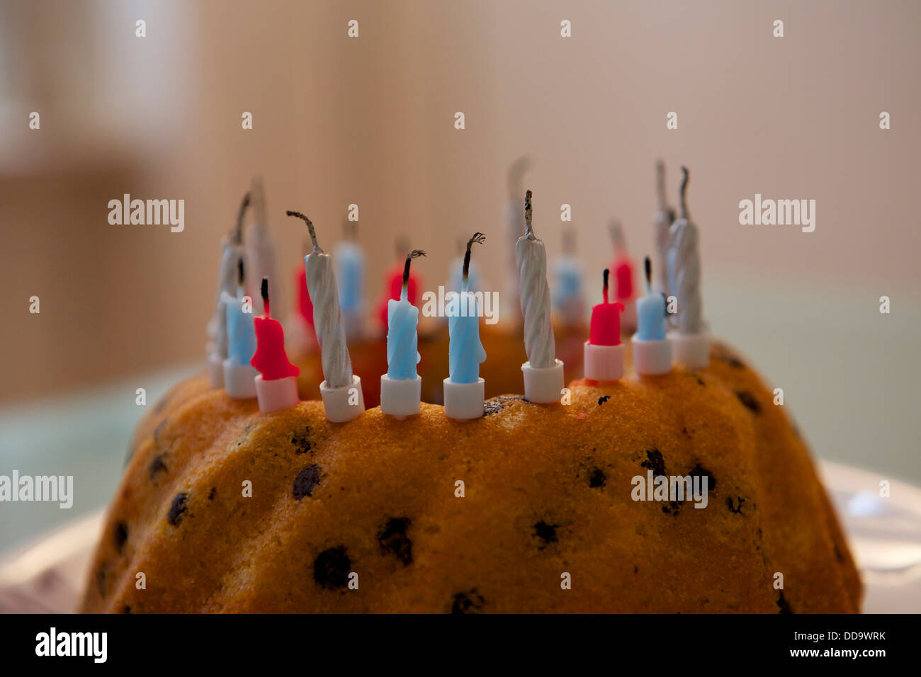 Germany, Birthday cake with birthday candles, close up Stock Photo - Alamy