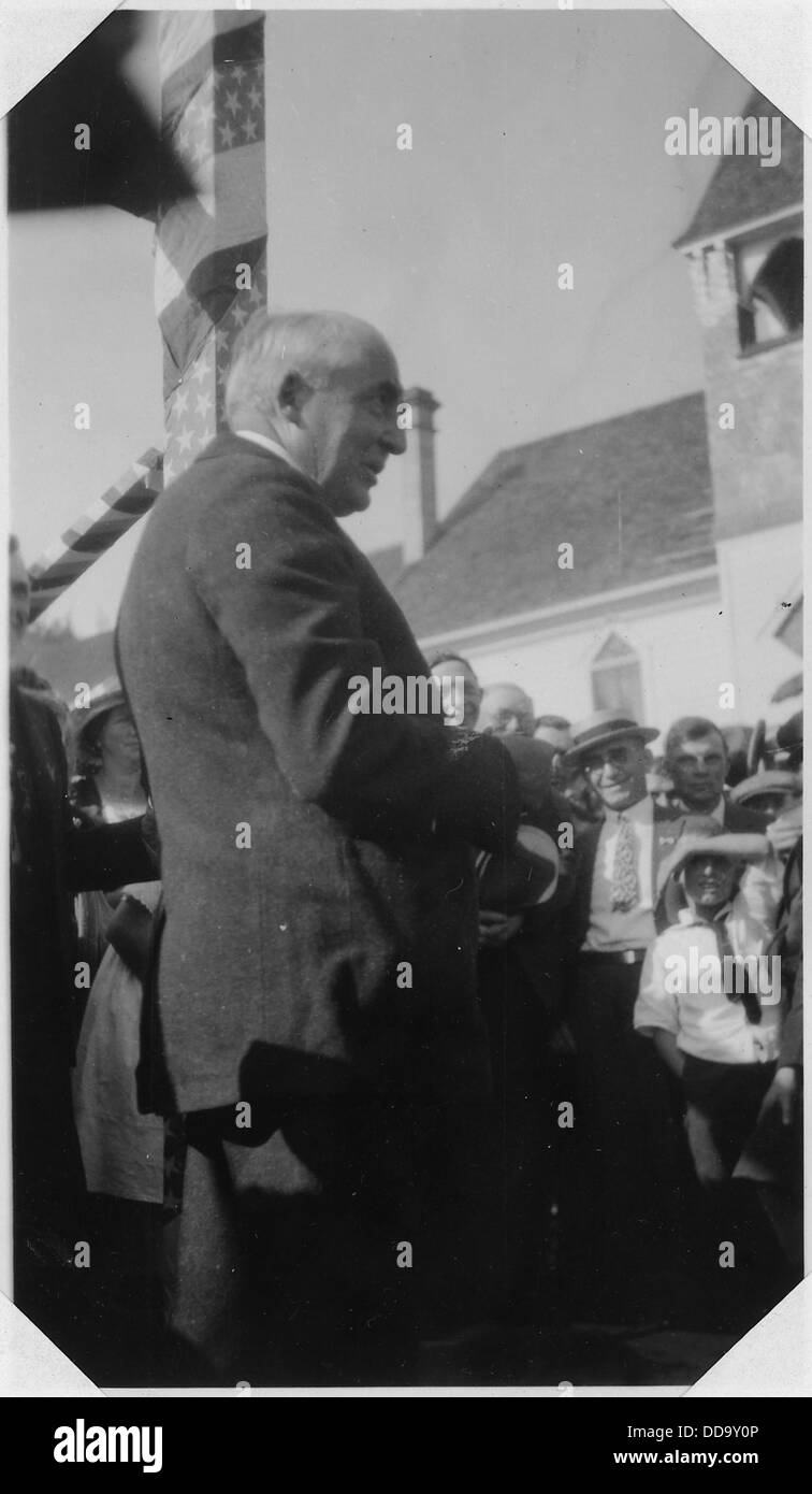 A close-up photograph of President Warren G. Harding during his visit ...