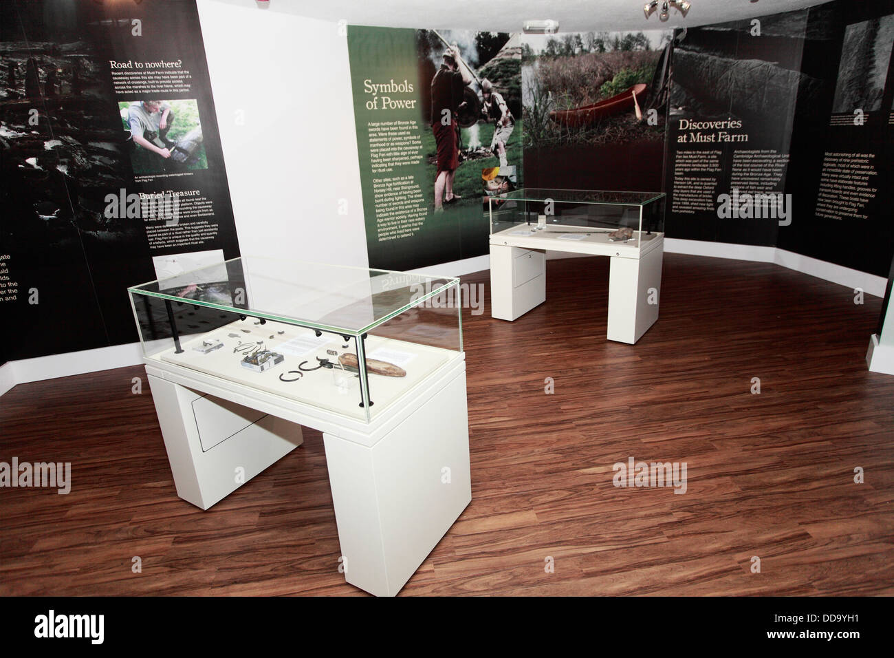Museum building and lake at the Bronze Age exhibition, Flag Fen ...