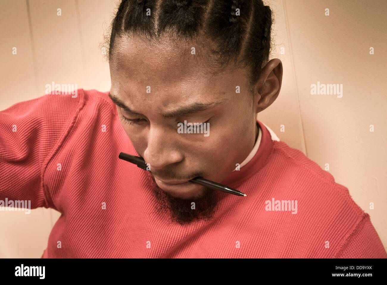 Pen in the mouth hi-res stock photography and images - Alamy