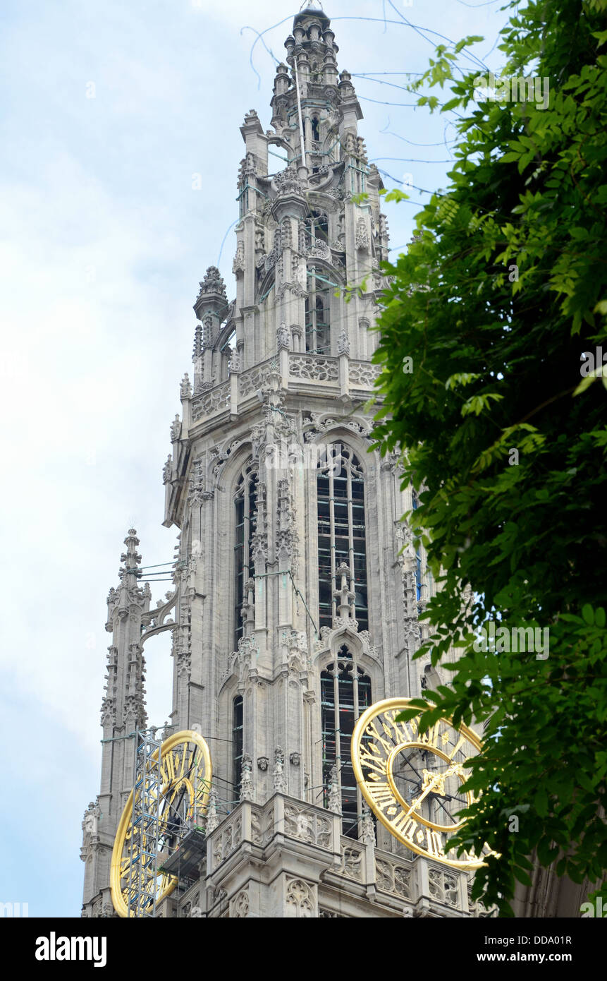 Antwerp church clock tower hi-res stock photography and images - Alamy