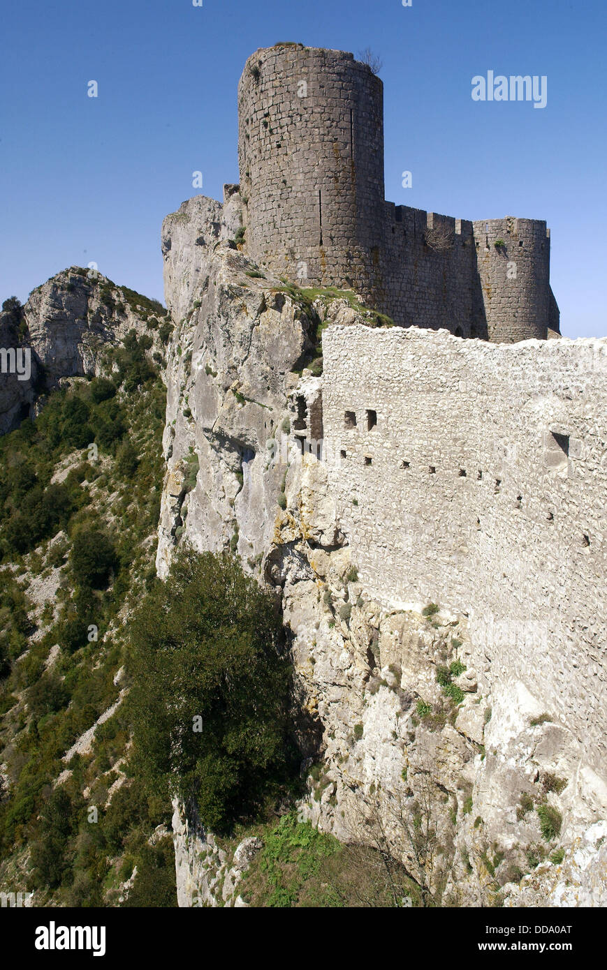 Cathar castles: Peyrepertuse ruined fortress. Aude, France Stock Photo ...