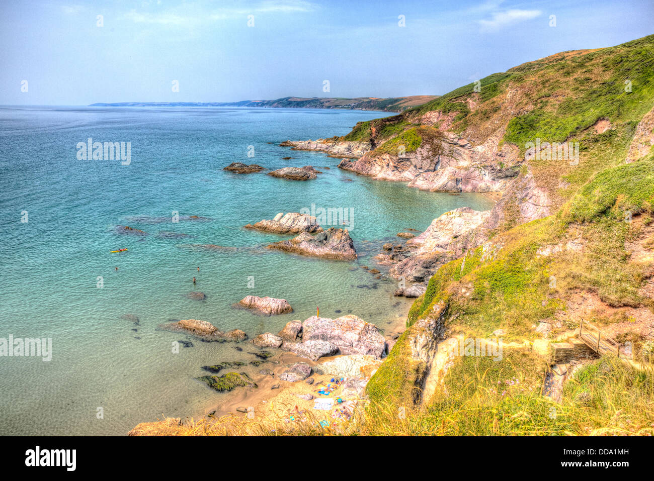 Whitsand Bay beach Cornwall England in HDR Stock Photo - Alamy