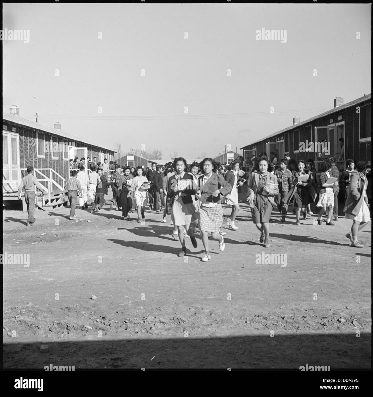 A group of evacuee high school students is shown at the Rohwer ...