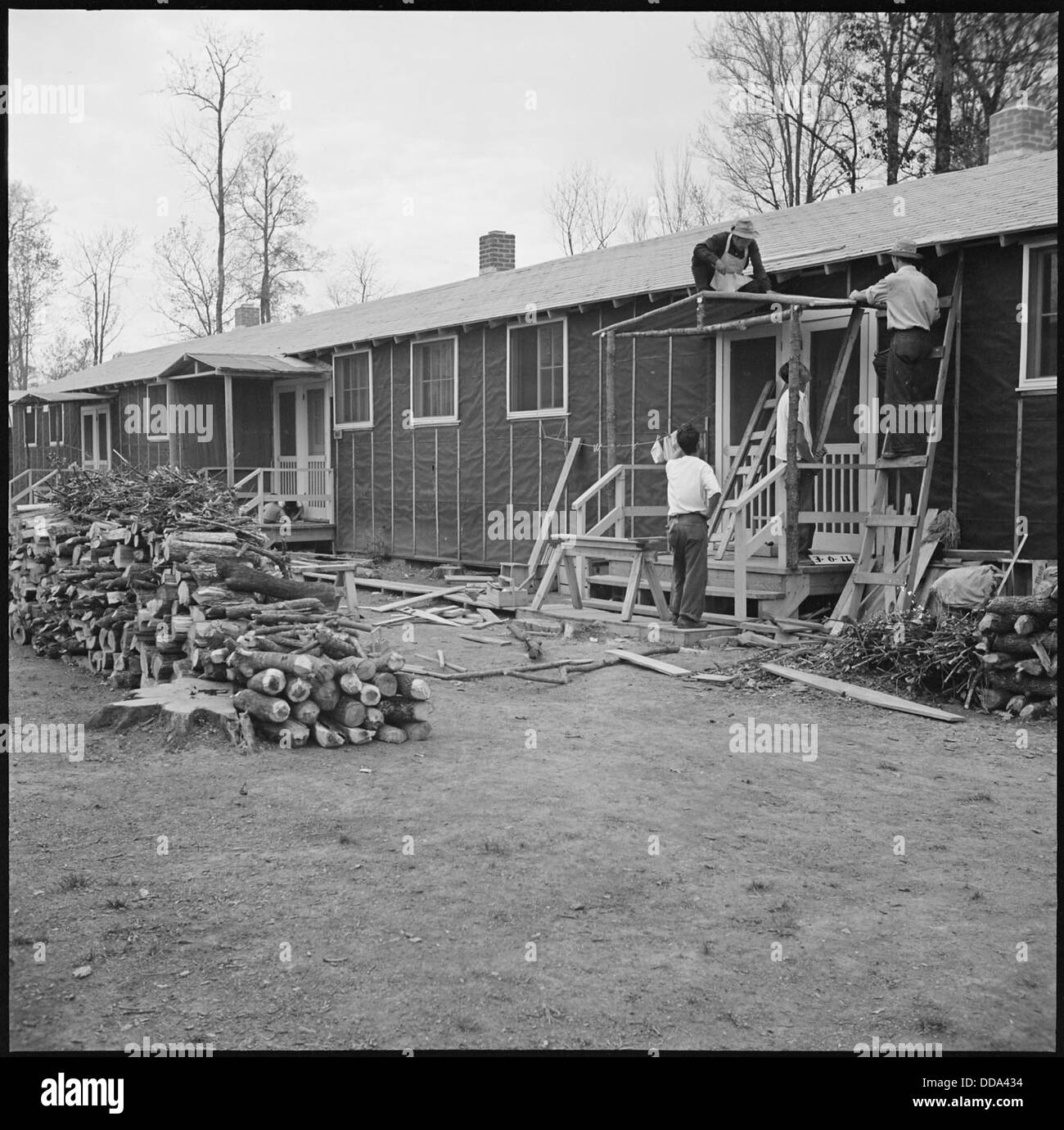A photograph depicting a typical street scene in the Rohwer Relocation ...
