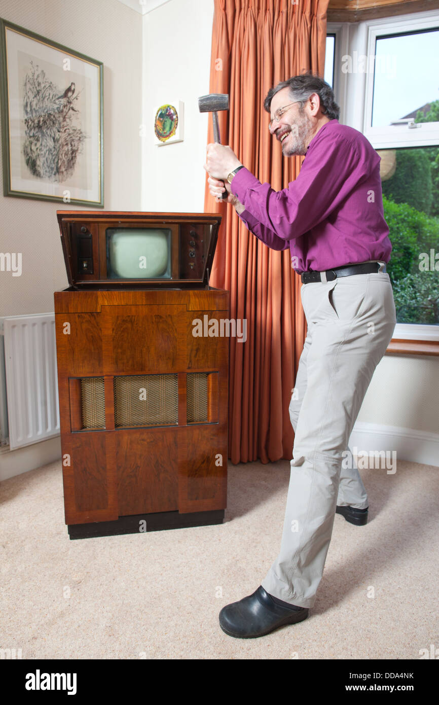 Jeffrey Borinsky with 1936 vintage Marconi phone 702 TV, one of the ...