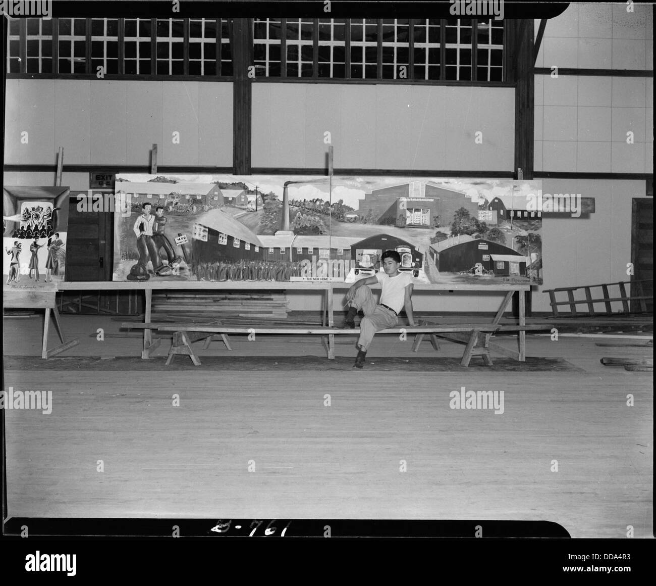 Rohwer Relocation Center, McGehee, Arkansas. Seated in front of this ...
