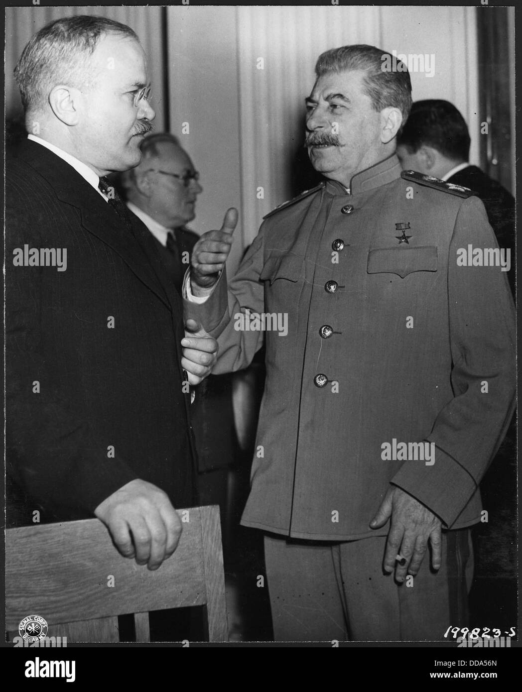 Soviet Premier Joseph Stalin gestures as he speaks with his Foreign ...