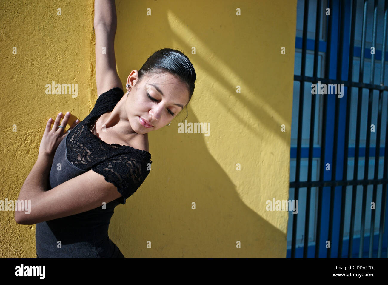 A classical ballerina from the Cuba National Ballet at the Malecon ...