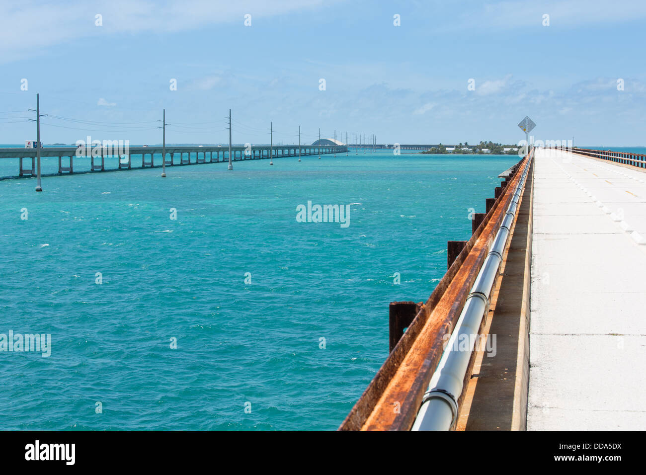 This image shows the original seven mile bridge and the current highway ...