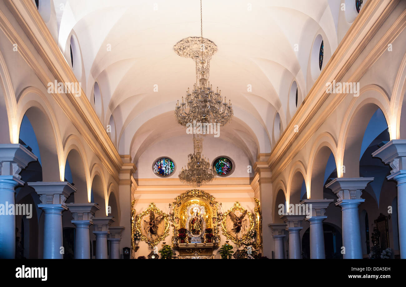 ceiling and columns of typical Spanish church Stock Photo - Alamy