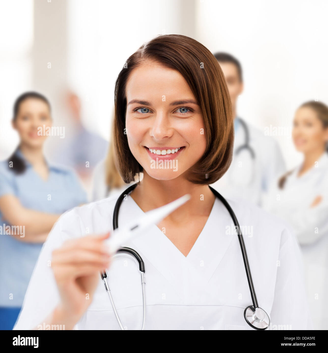 doctor with thermometer and stethoscope Stock Photo - Alamy