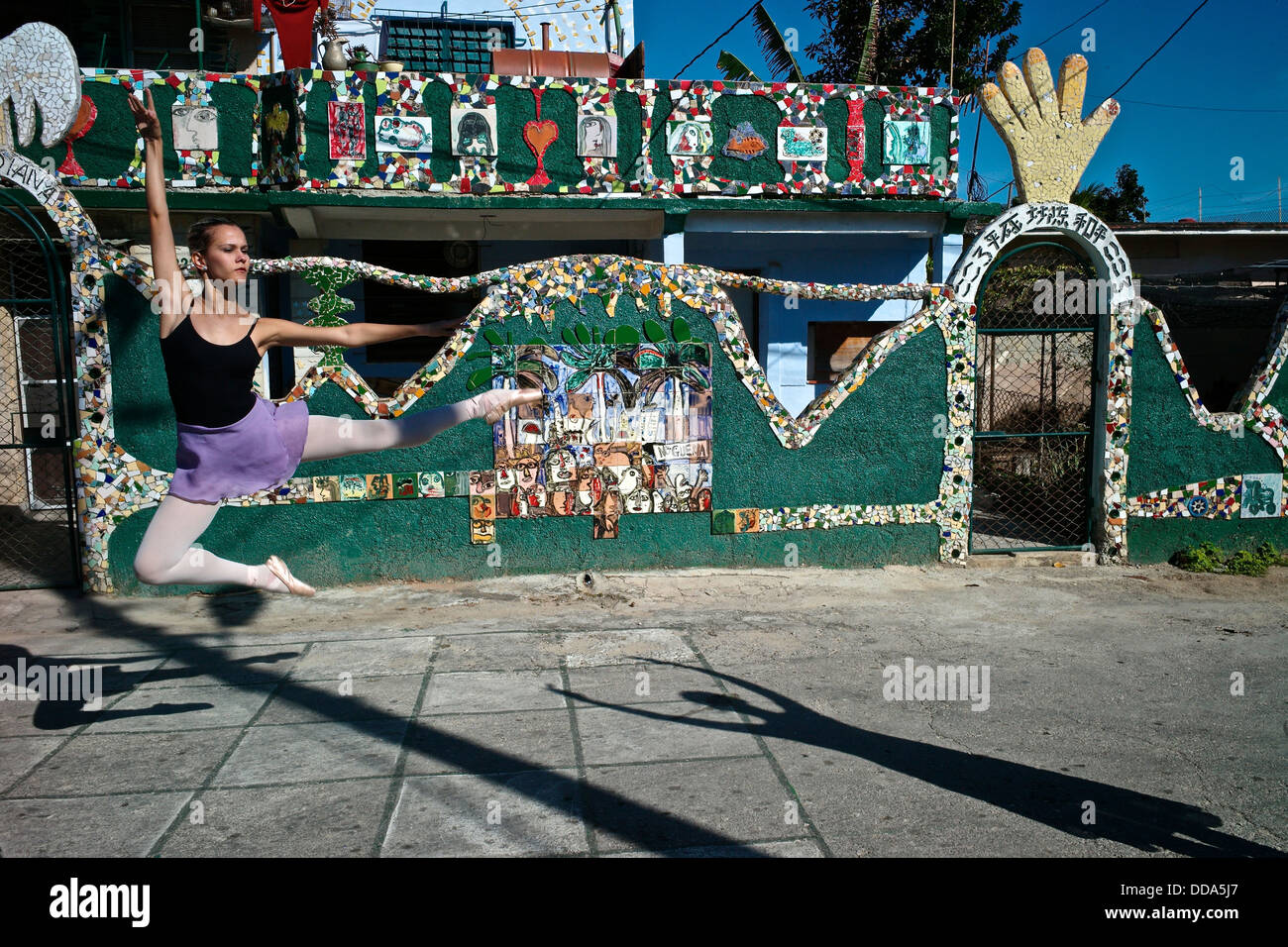 Cuban National Ballet dancer at the studio of Cuban artist Jose Fuster ...