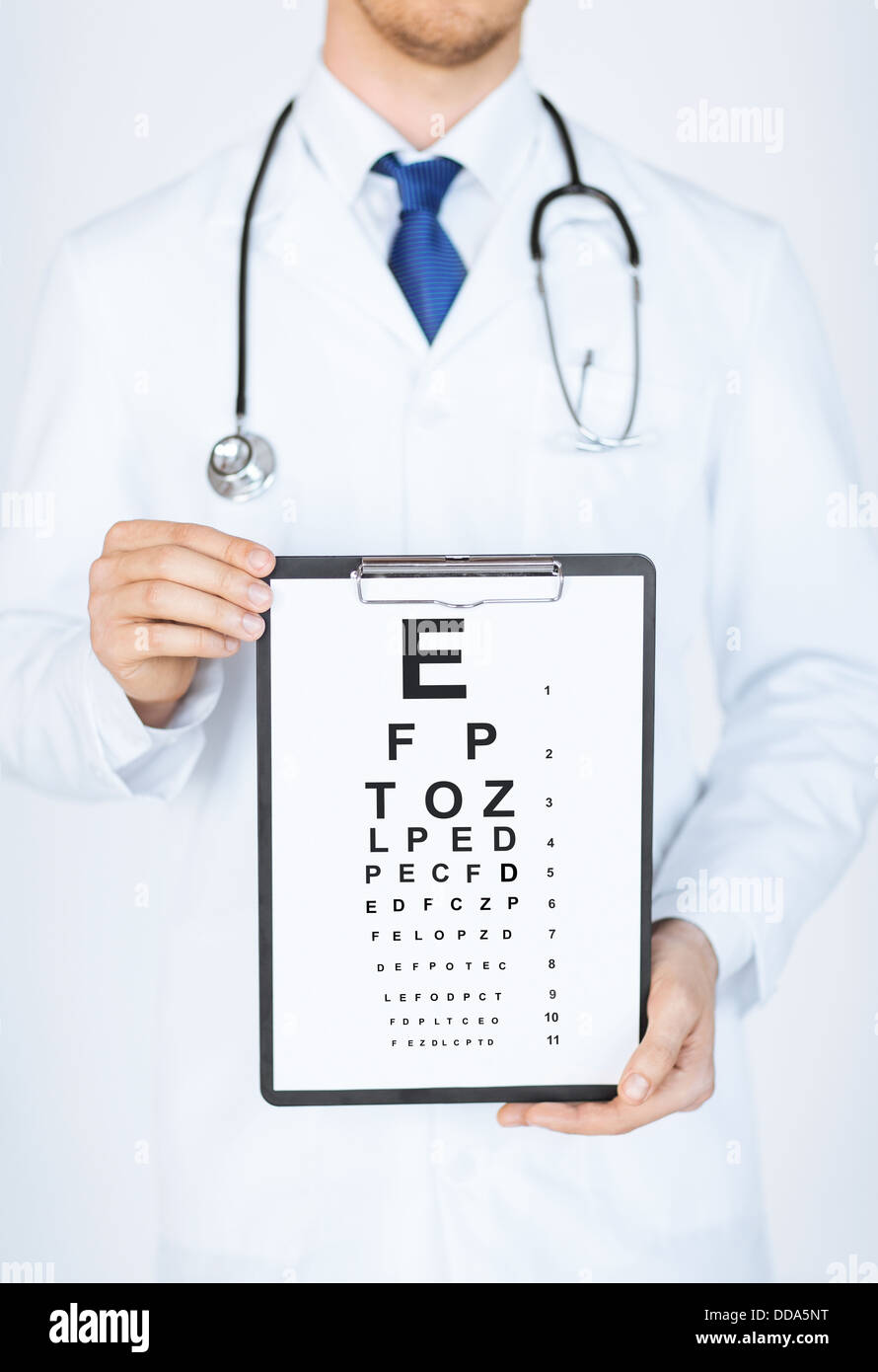 male ophthalmologist with eye chart Stock Photo - Alamy