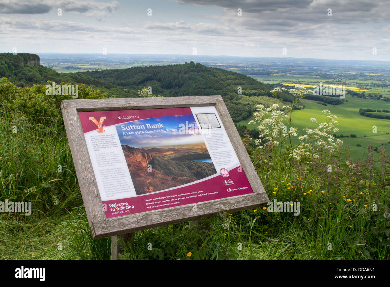 National trust sign for Sutton Bank north Yorkshire and the north York ...