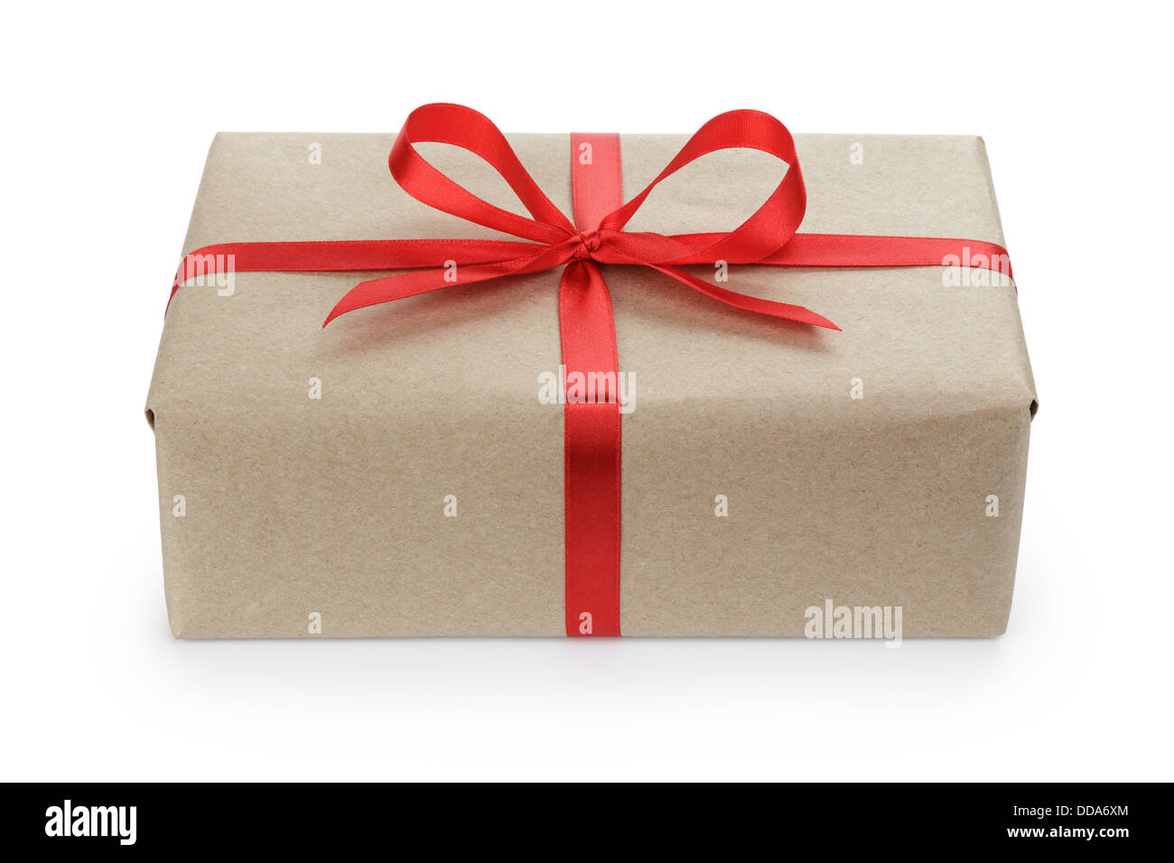 gift parcel box with ribbon bow, isolated on white Stock Photo - Alamy
