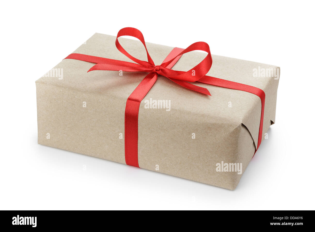 gift parcel box with ribbon bow, isolated on white Stock Photo - Alamy
