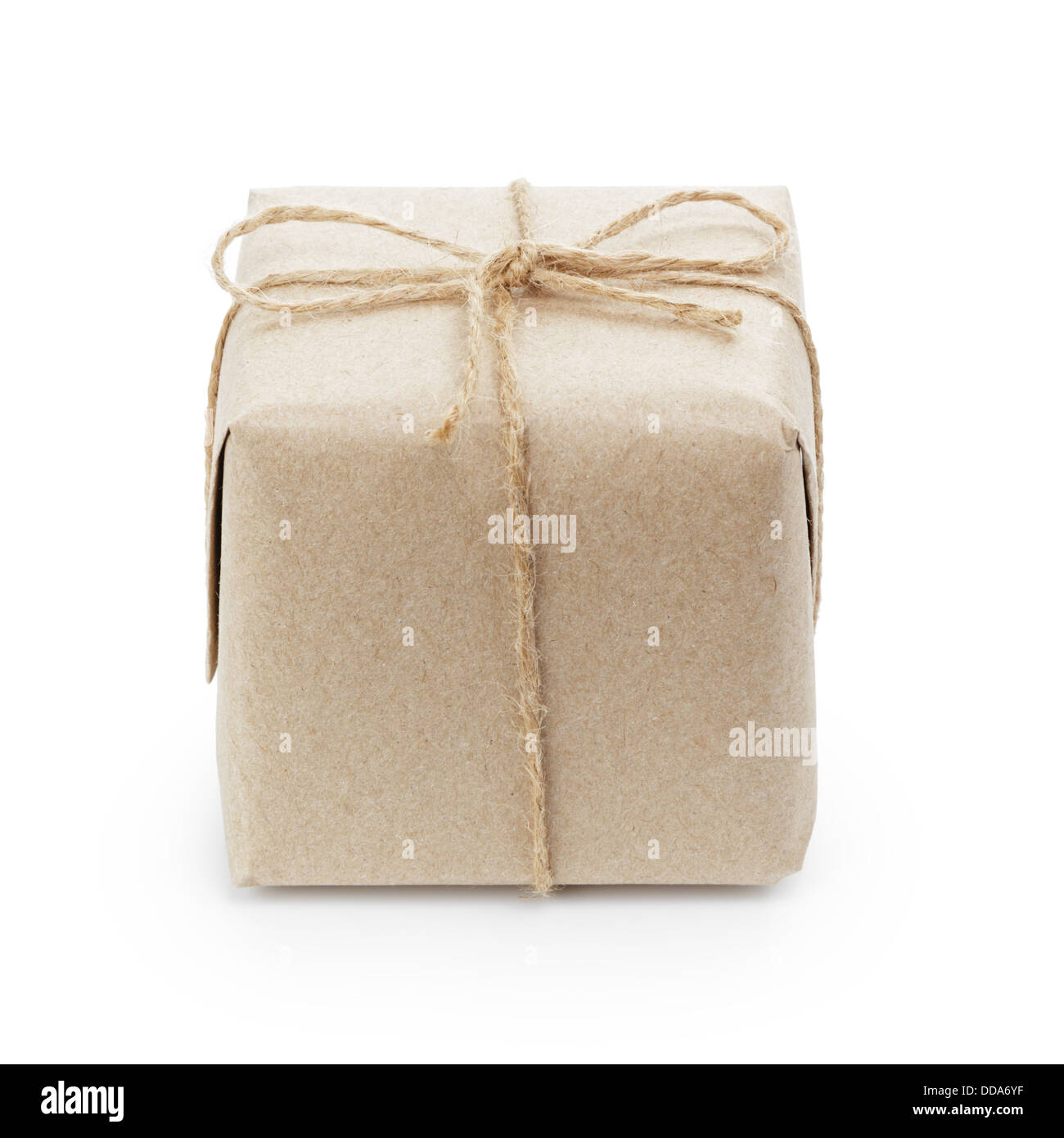 small cube box with string bow, isolated on white Stock Photo - Alamy