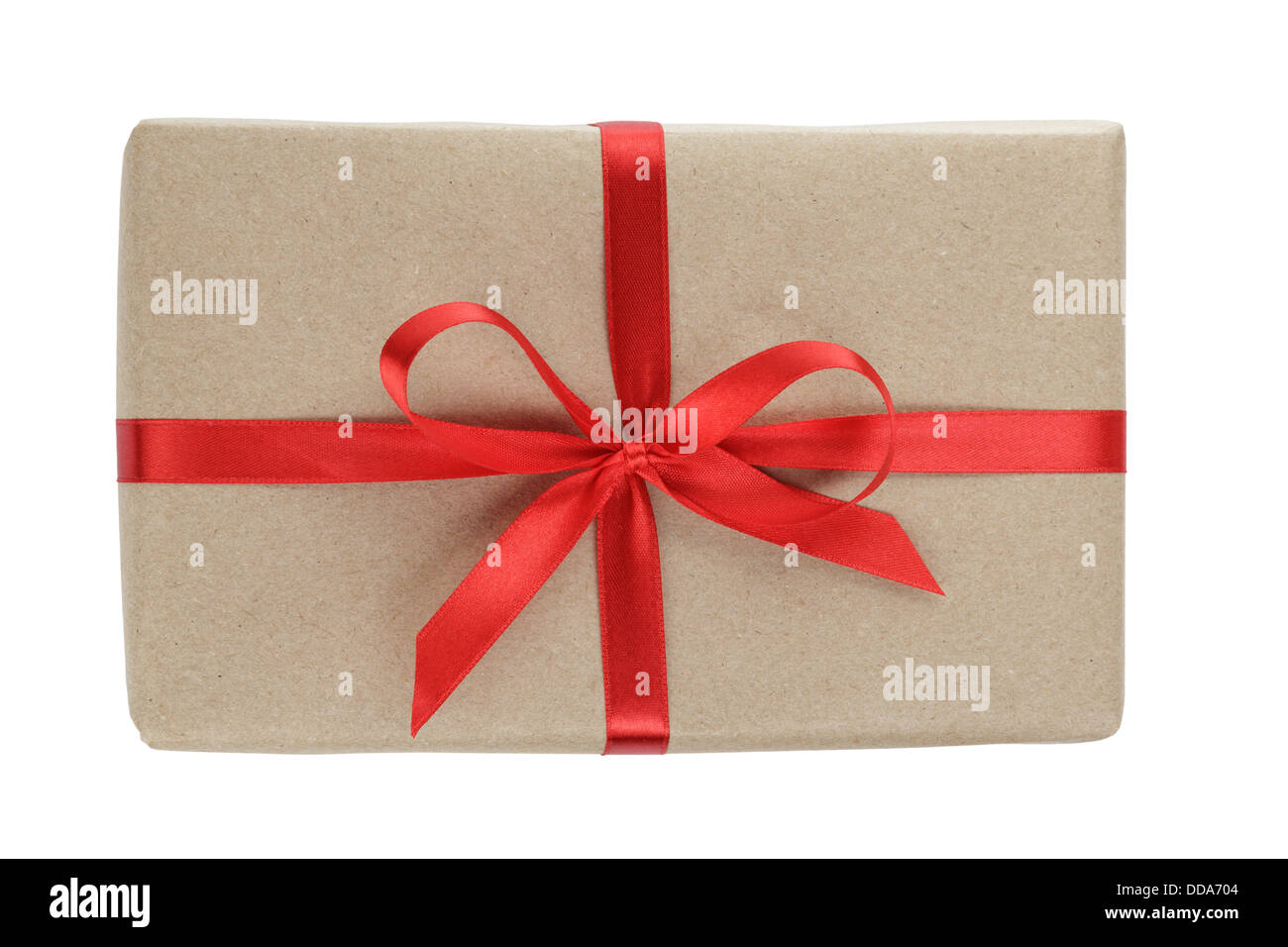 gift parcel box with ribbon bow, isolated on white Stock Photo - Alamy