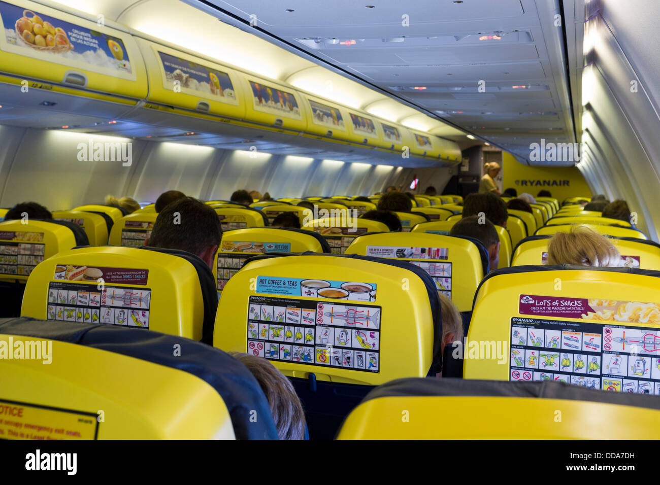 Cabin of a ryanair Airbus 320 aircraft Stock Photo - Alamy