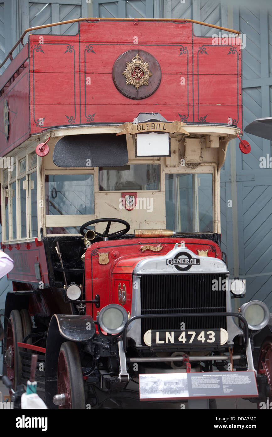 vintage bus on display at the Imperial War Museum, Duxford, Cambs., UK ...