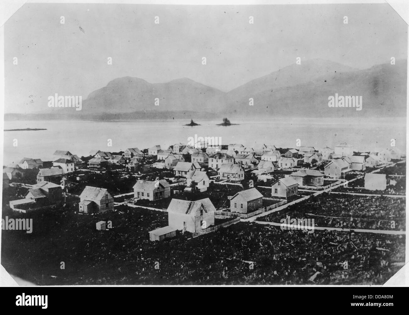 A scenic view of homes in Metlakahtla, Alaska, a Tsimshian village on ...