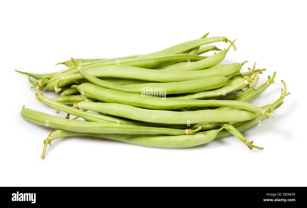 green beans heap on white background Stock Photo - Alamy