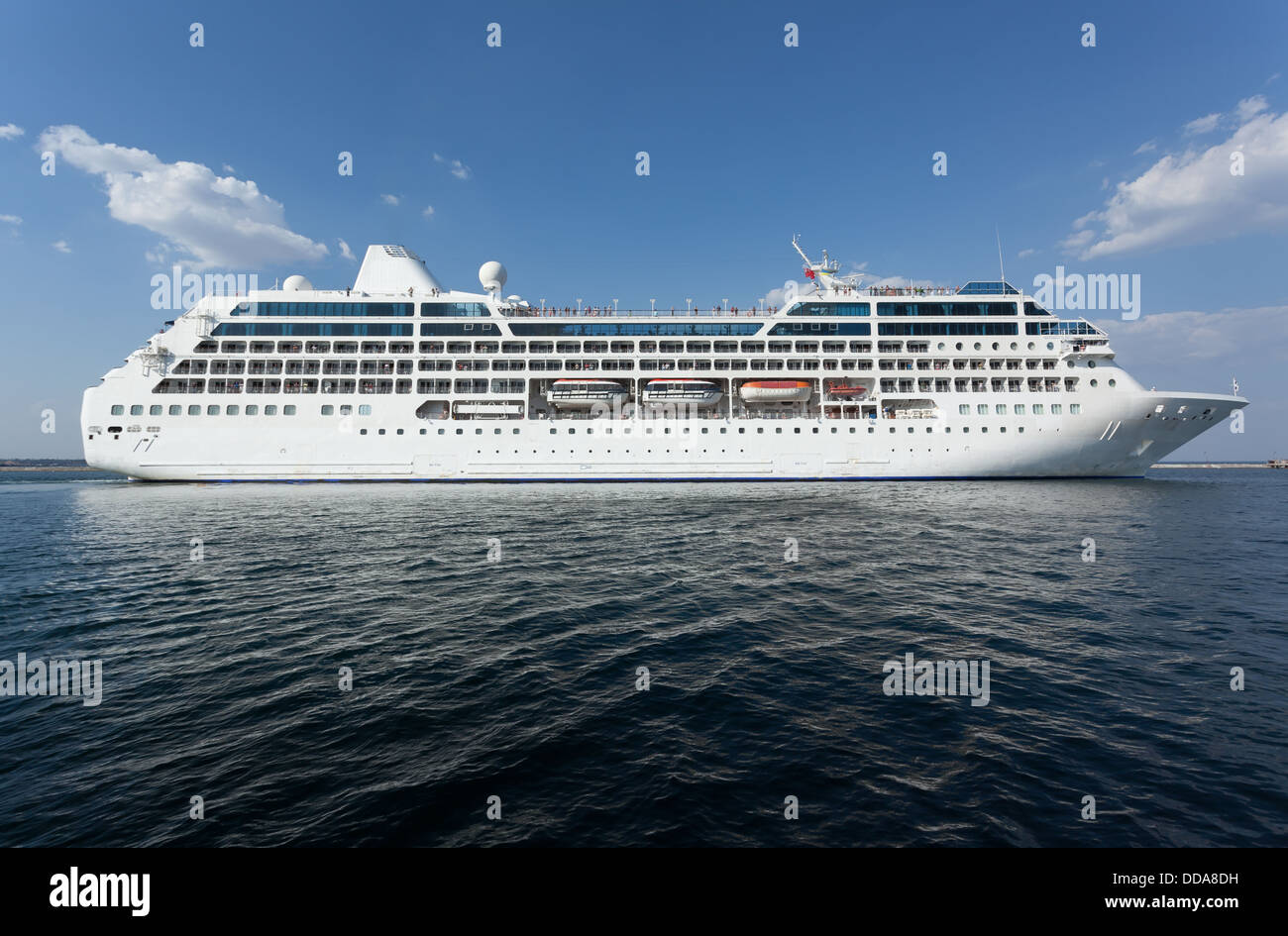 passenger ship afloat side whole Stock Photo - Alamy
