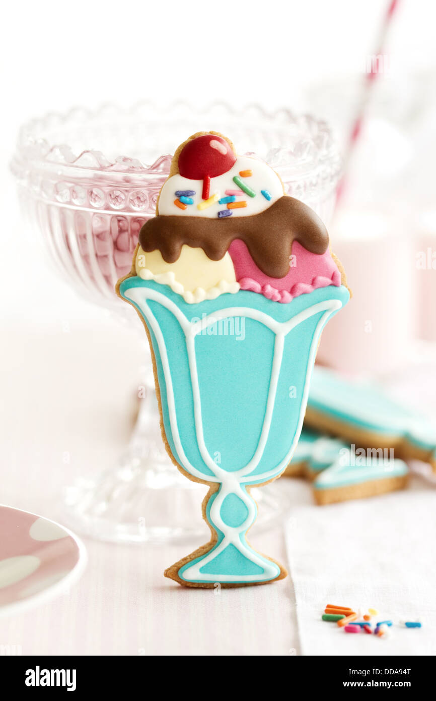 Cookies with a retro ice cream sundae theme Stock Photo - Alamy