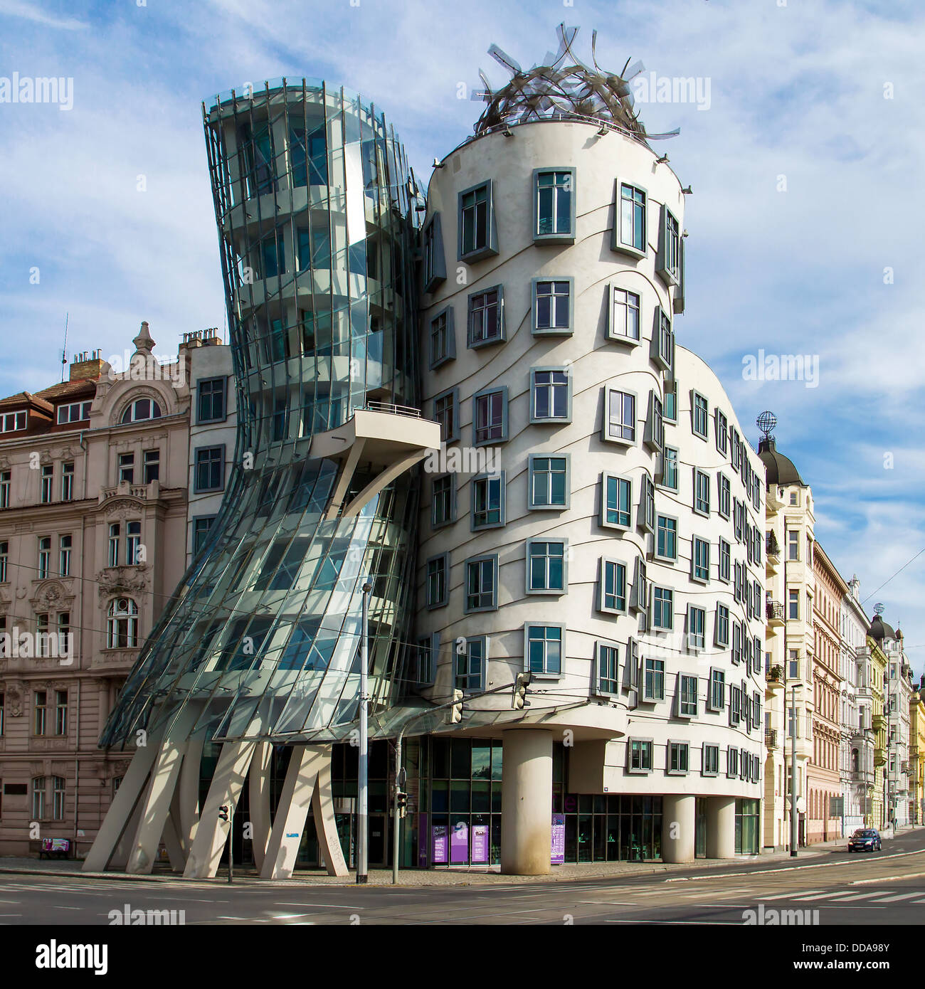 Dancing (or "drunk") house building in downtown Prague, Czech Republic ...