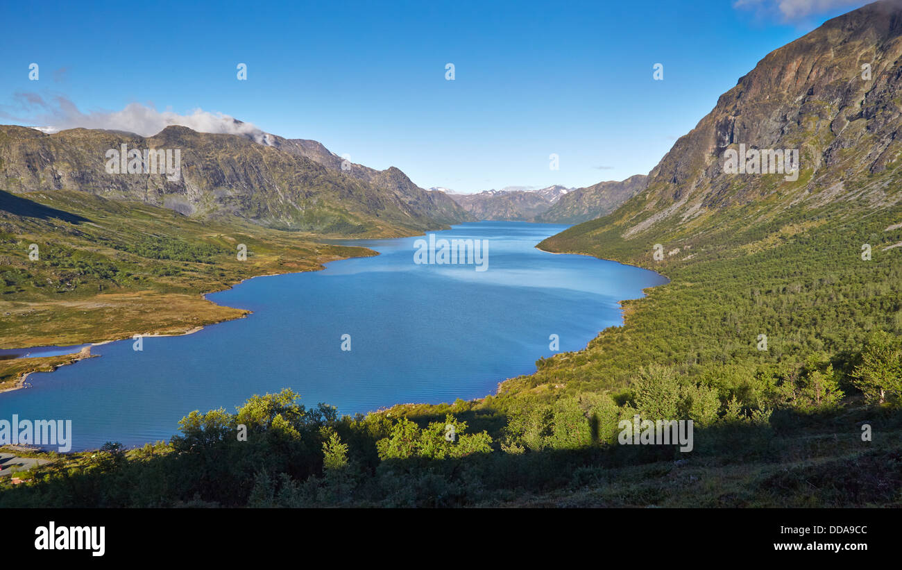 Lake Gjende looking towards Memurubu from the ascent to the Besseggen ...