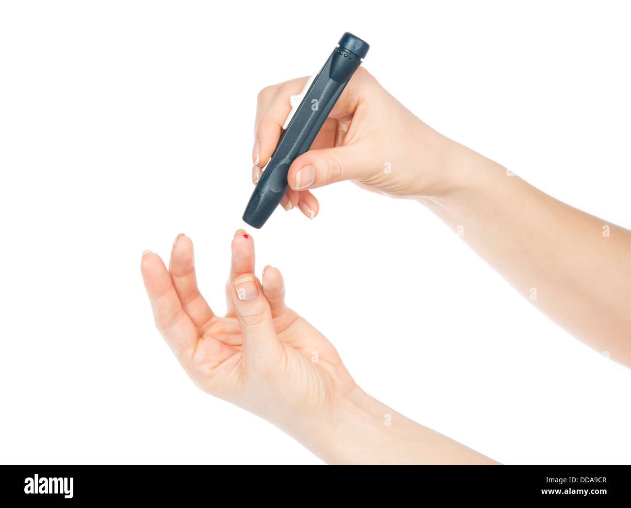 Diabetes diabetic concept finger prick for glucose sugar measuring ...