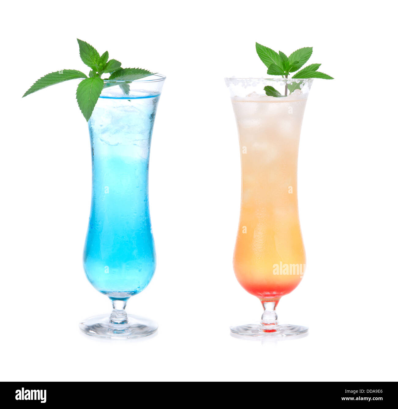 yellow and blue alcohol cosmopolitan martini cocktails drinks with mint ...