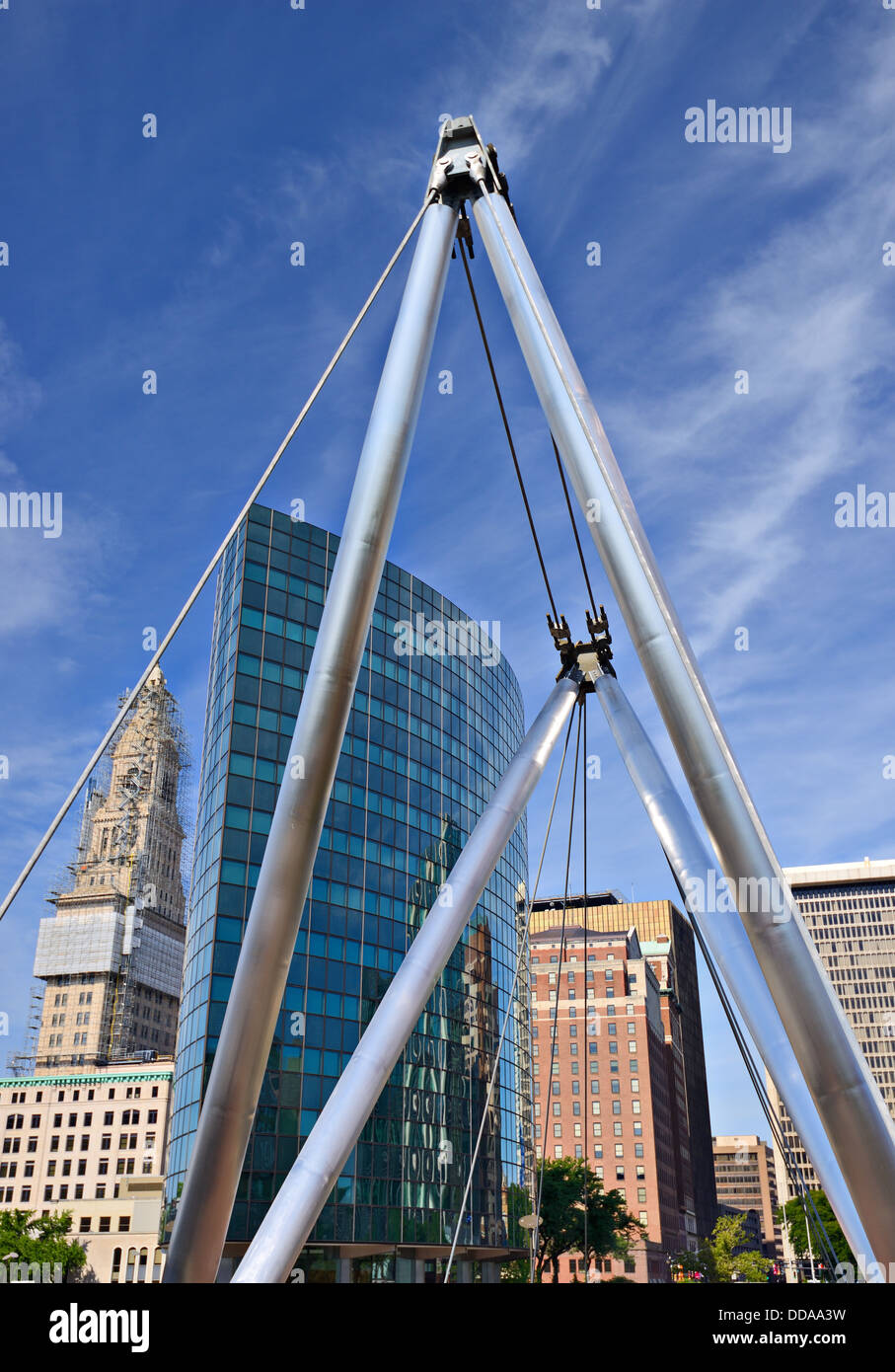 Skyline of downtown Hartford, Connecticut from Founders Bridge Stock ...