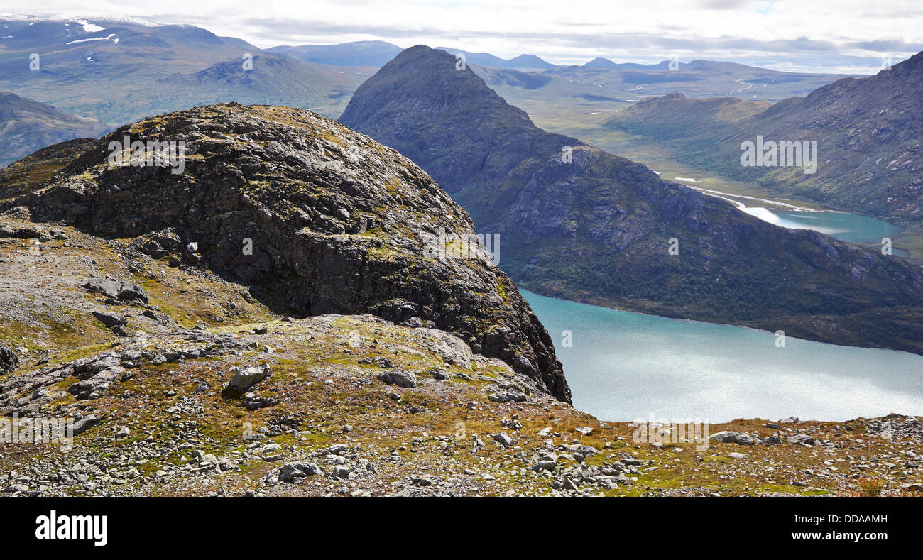 Knutshoe the Lion Mountain and Lake Gjende from the Besseggen ridge ...
