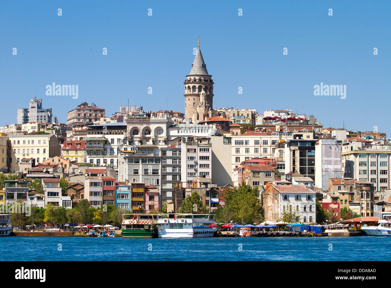 Beyoglu district historic architecture and medieval Galata tower in ...