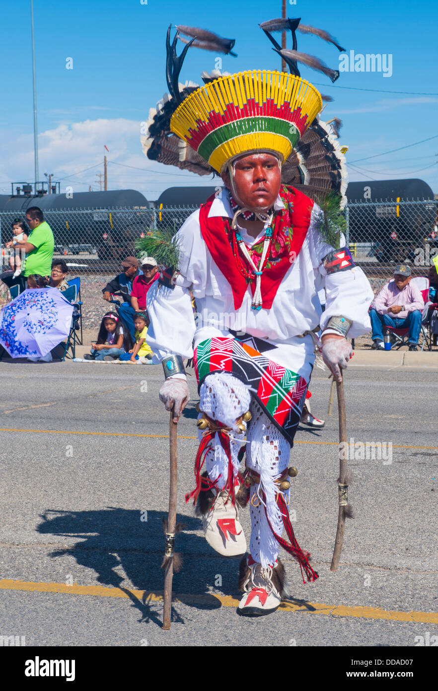Native American with traditional costume participates at the 92 annual ...