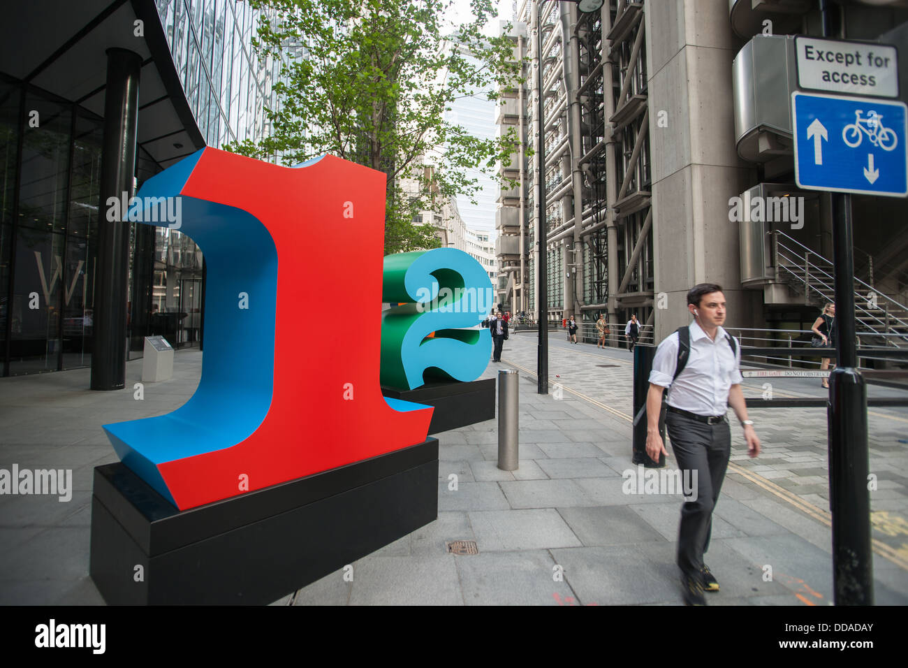 Large numbers as public art in Lime Street, London Stock Photo - Alamy
