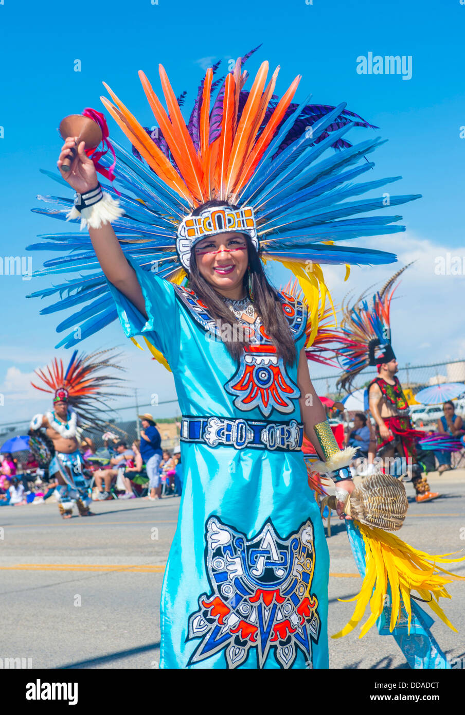 Aztec dancers with traditional costume participates at the 92 annual ...