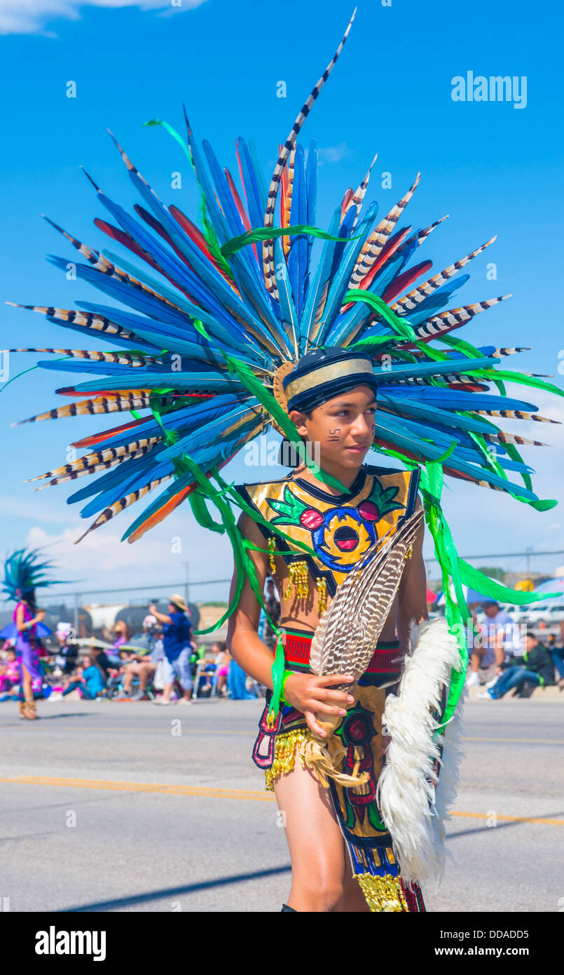 Aztec dancer with traditional costume participates at the 92 annual ...