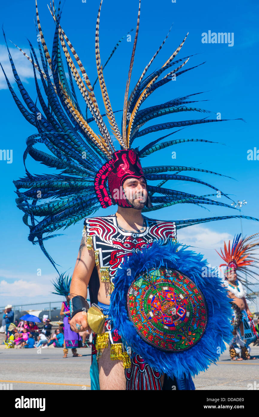 Aztec dancer with traditional costume participates at the 92 annual ...