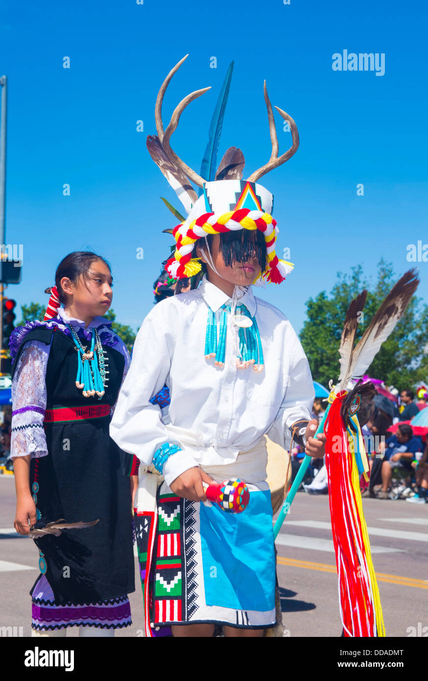 Native Americans with traditional costume participates at the 92 annual ...