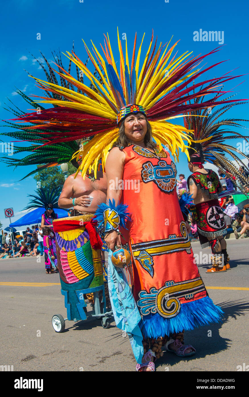 Aztec dancers with traditional costume participates at the 92 annual ...