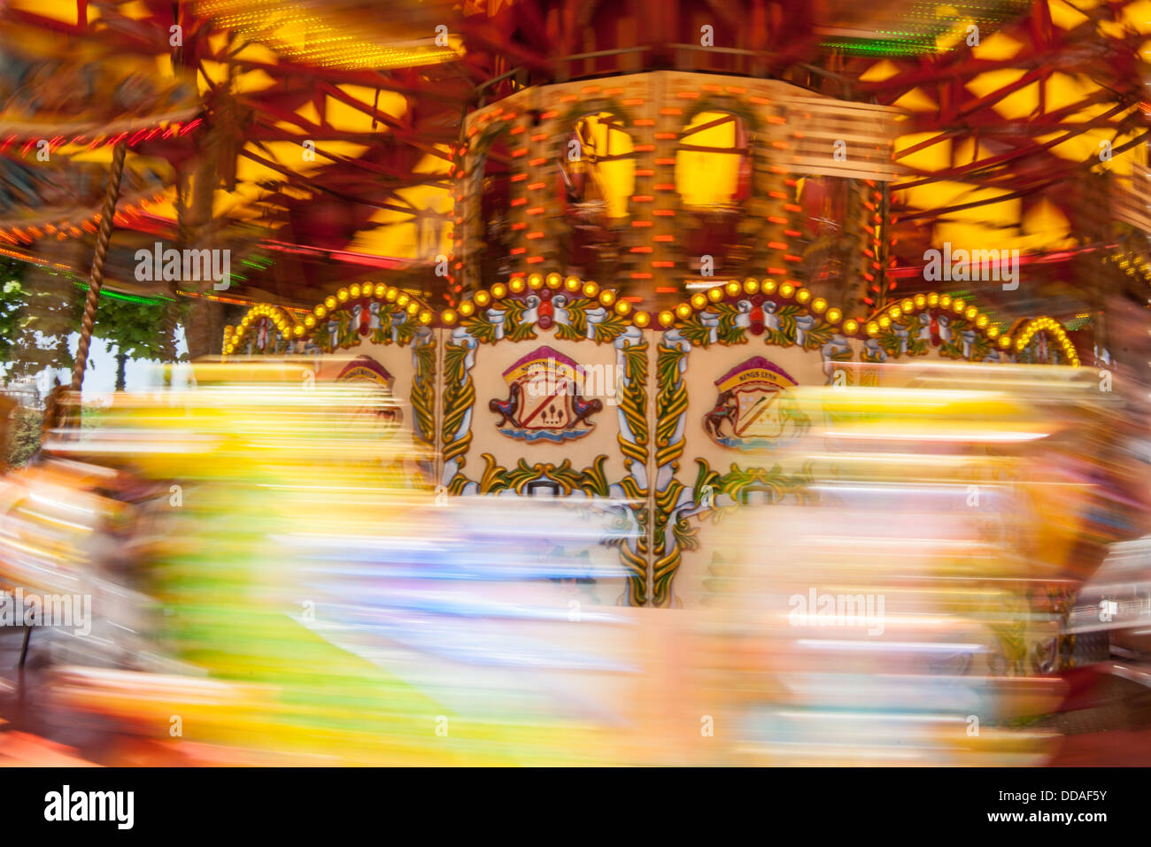 Carousel on London's Southwark, traditional merry-go-round with old two ...