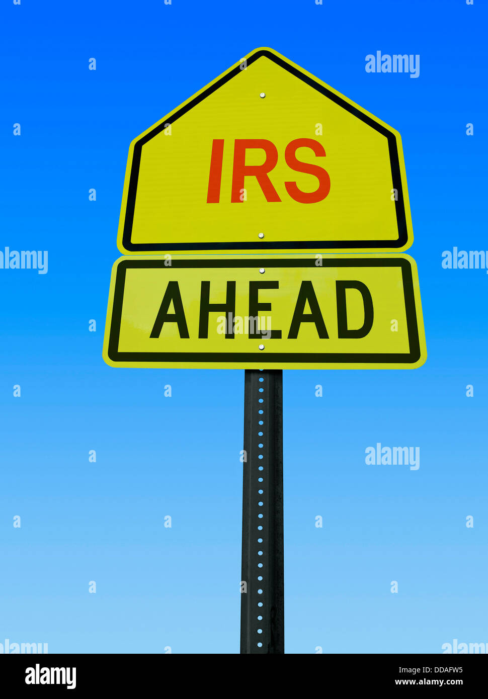 irs ahead conceptual road sign over sky Stock Photo - Alamy