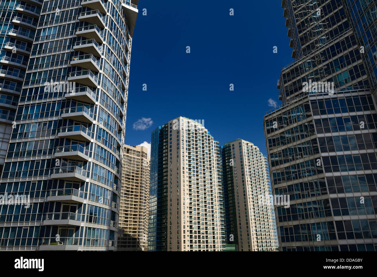 Blue Condo tower buildings crowded along the Toronto city harbourfront ...