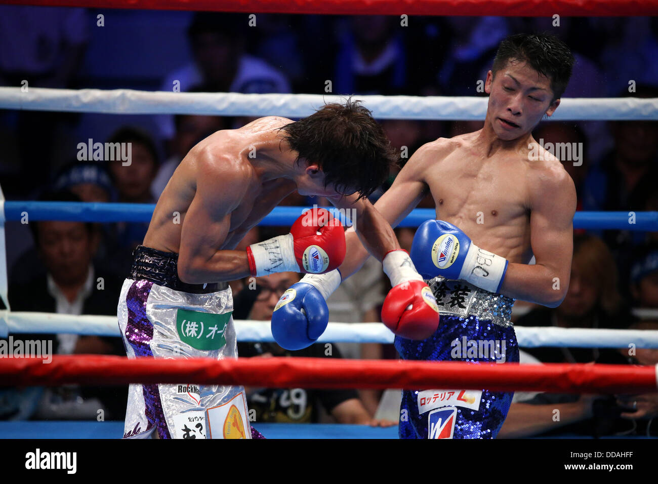Kanagawa, Japan. 25th Aug, 2013. (L to R) Ryoichi Taguchi, Naoya Inoue ...