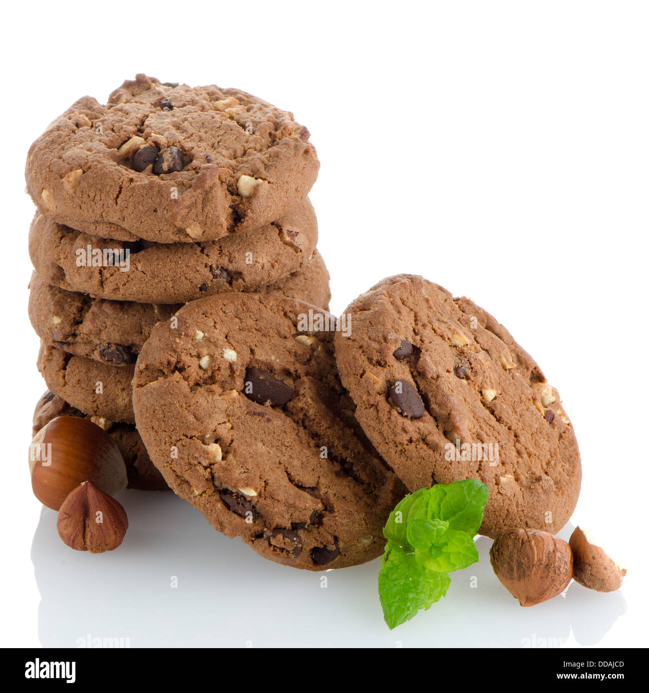 Stack of chocolate cookies isolated on white background Stock Photo - Alamy