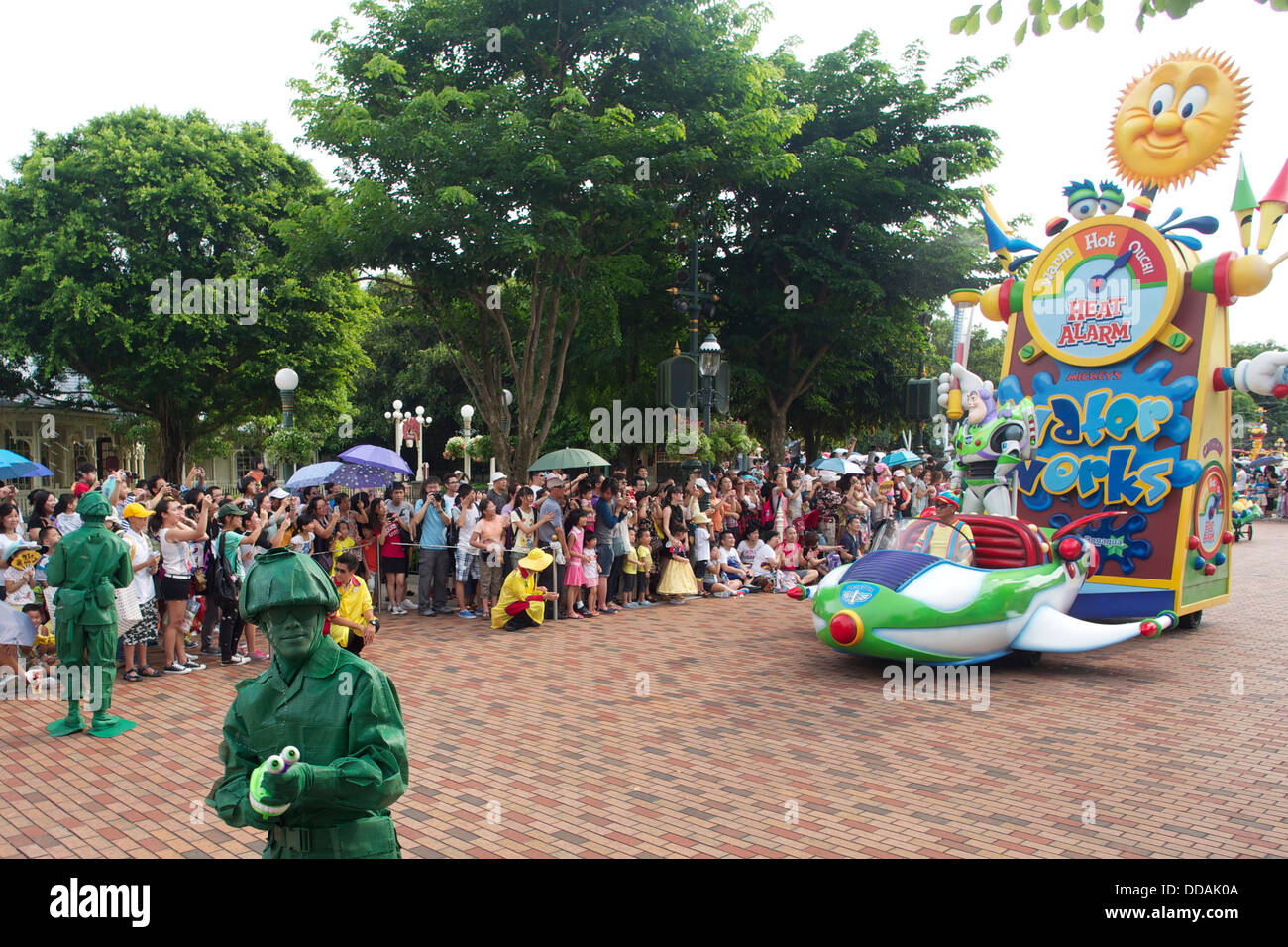 The water parade at Disneyland Hong Kong. Disney characters travel ...